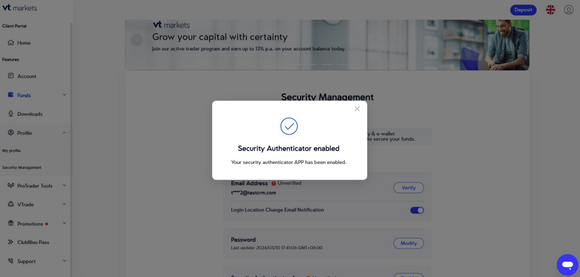 How do I bind a security authenticator (2FA) via the Client Portal ...