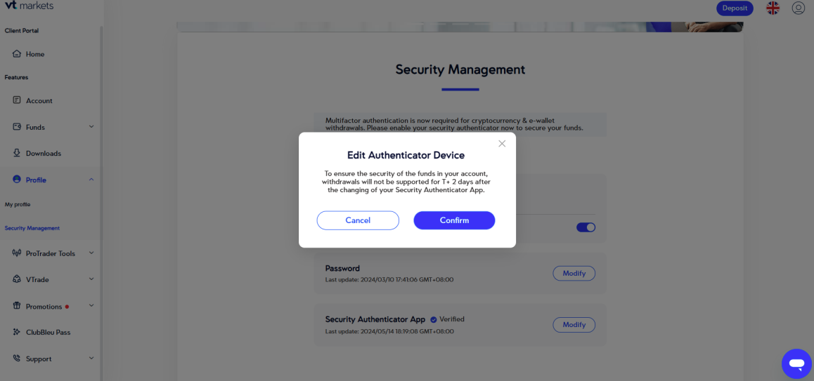 How do I change my security authenticator (2FA)? – VT Markets Help Centre