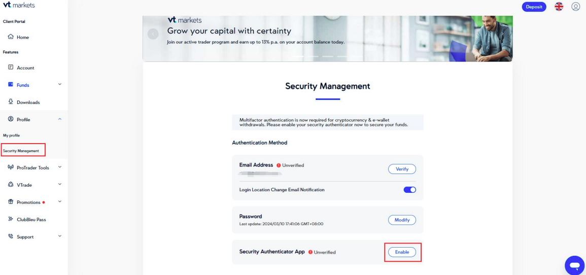 How do I bind a security authenticator (2FA) via the Client Portal ...